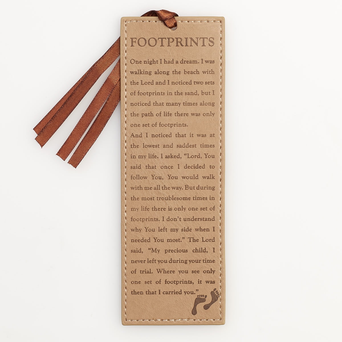 Footprints Tan Faux Leather Bookmark - Walmart.com