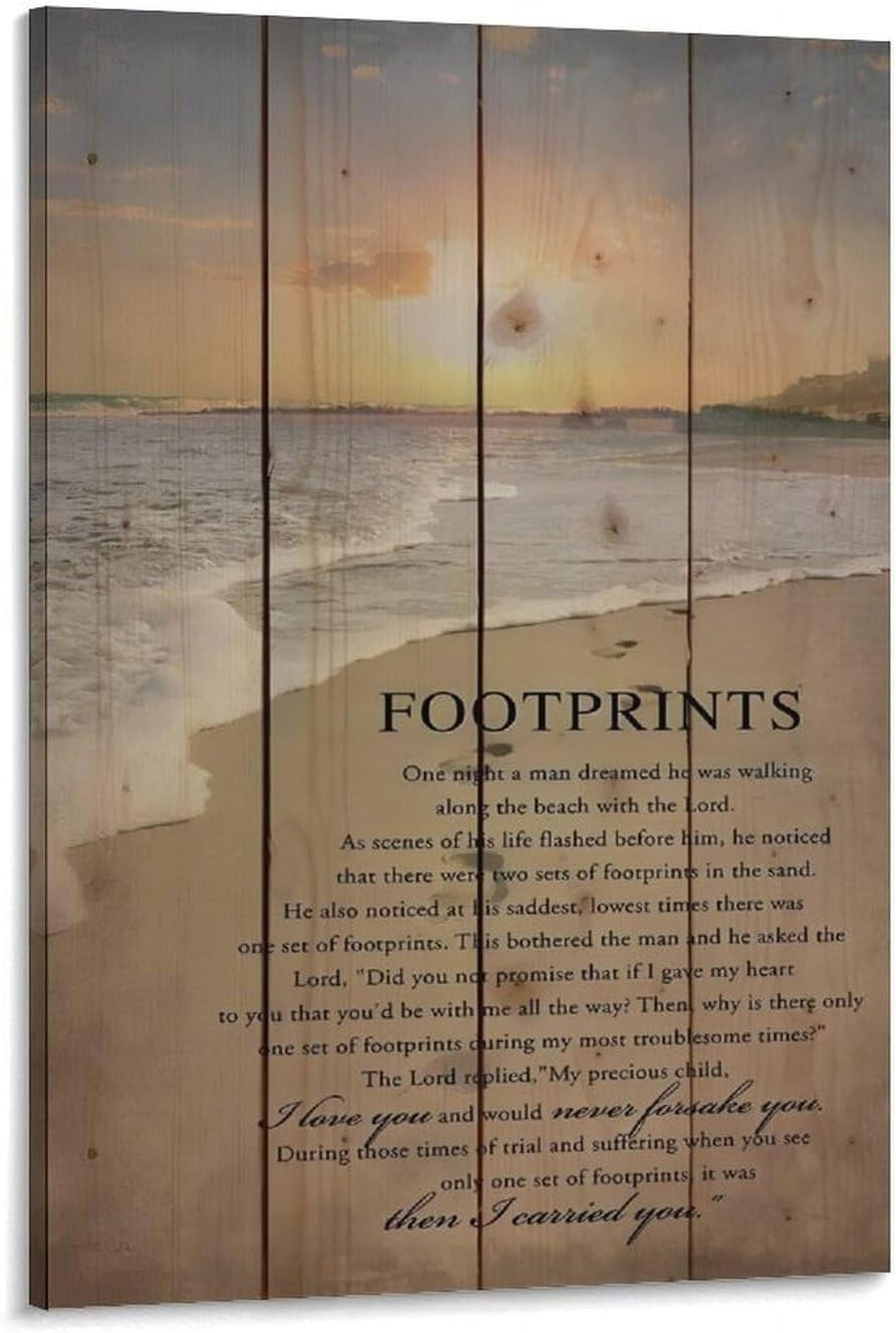 Footprints in The Sand Beach Scene Poster Decorative Painting Bathroom ...