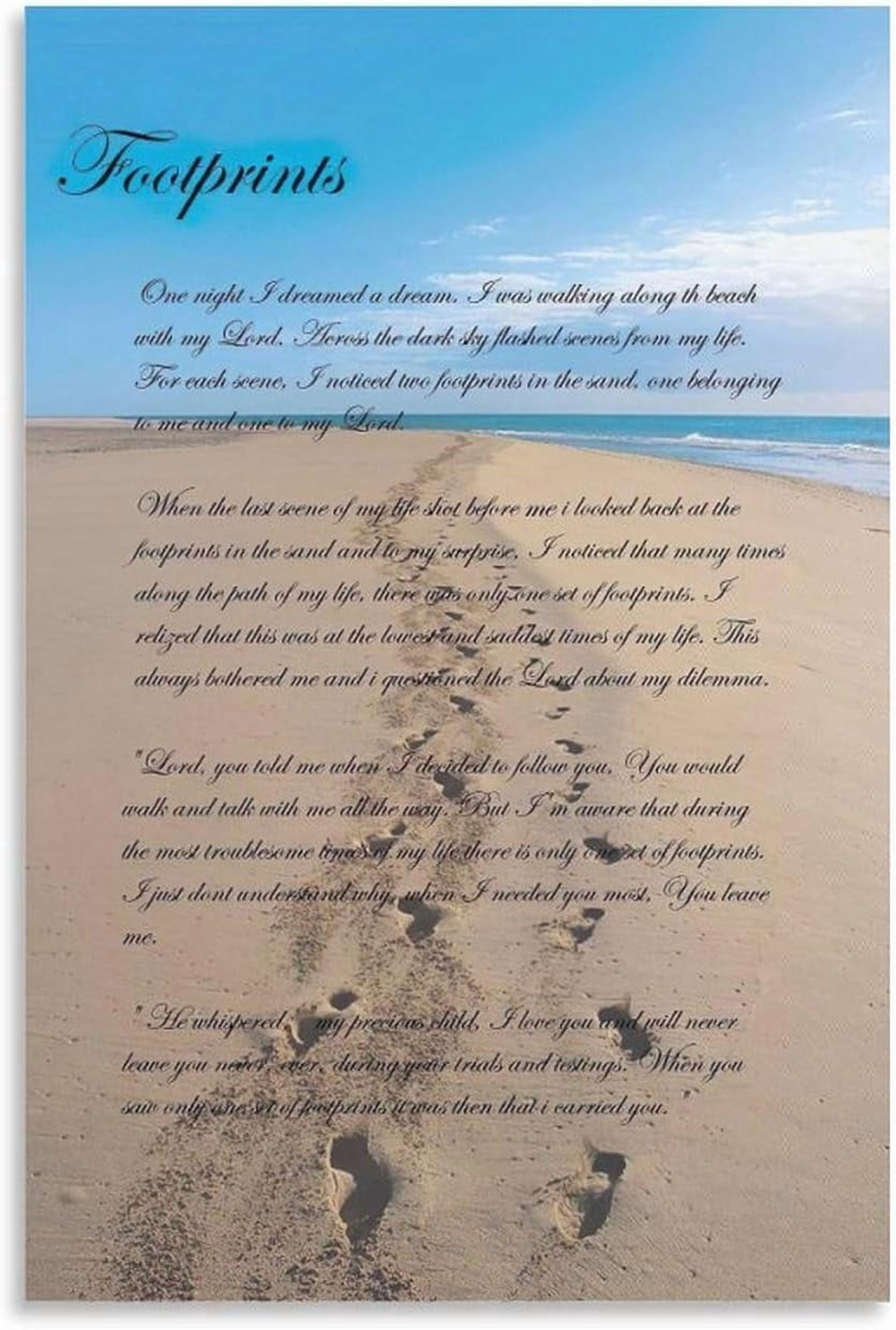 Footprints in The Sand Christian Footprints Poem Poster Decorative ...