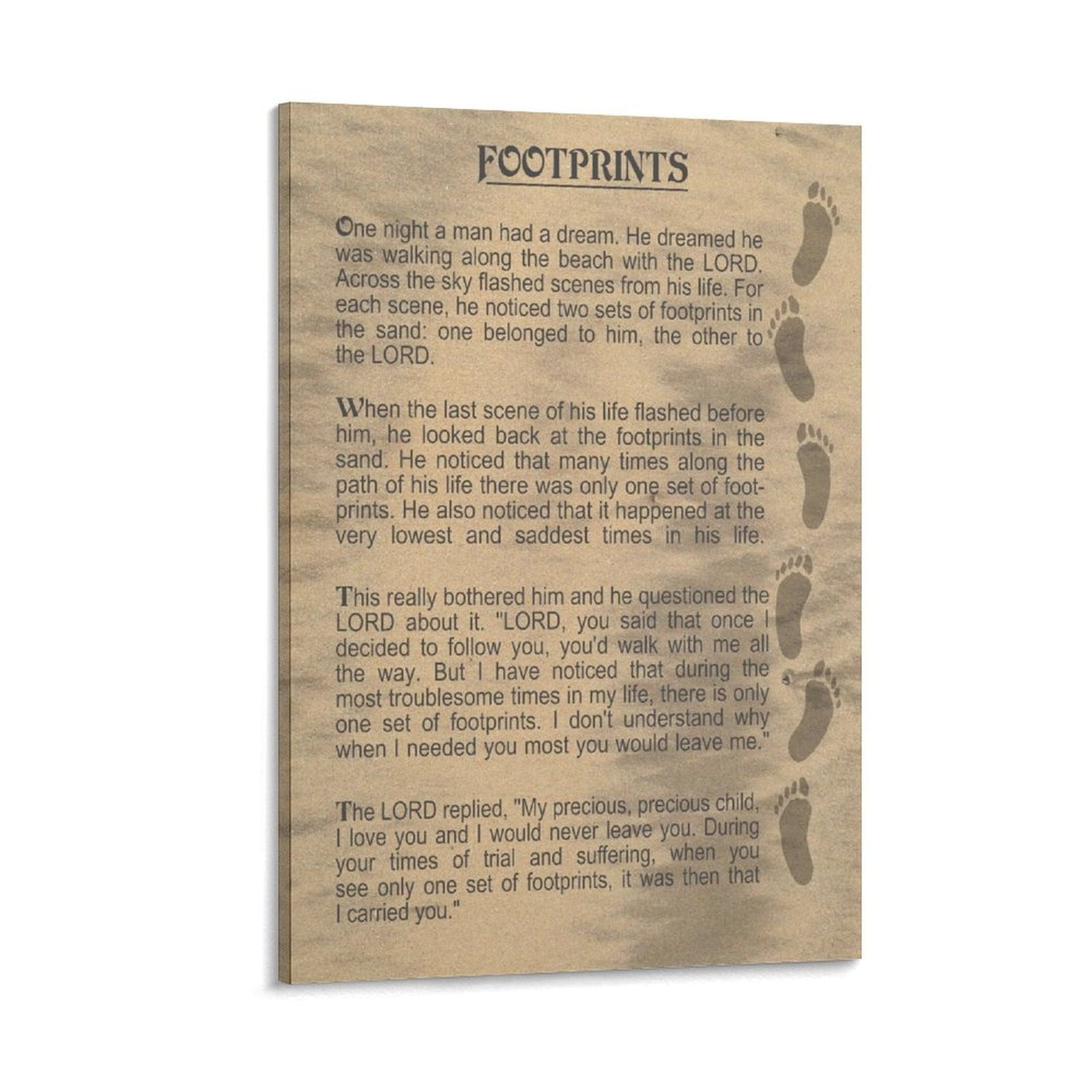 Footprints in The Sand Christian Poem Painting On Canvas Wall Art ...