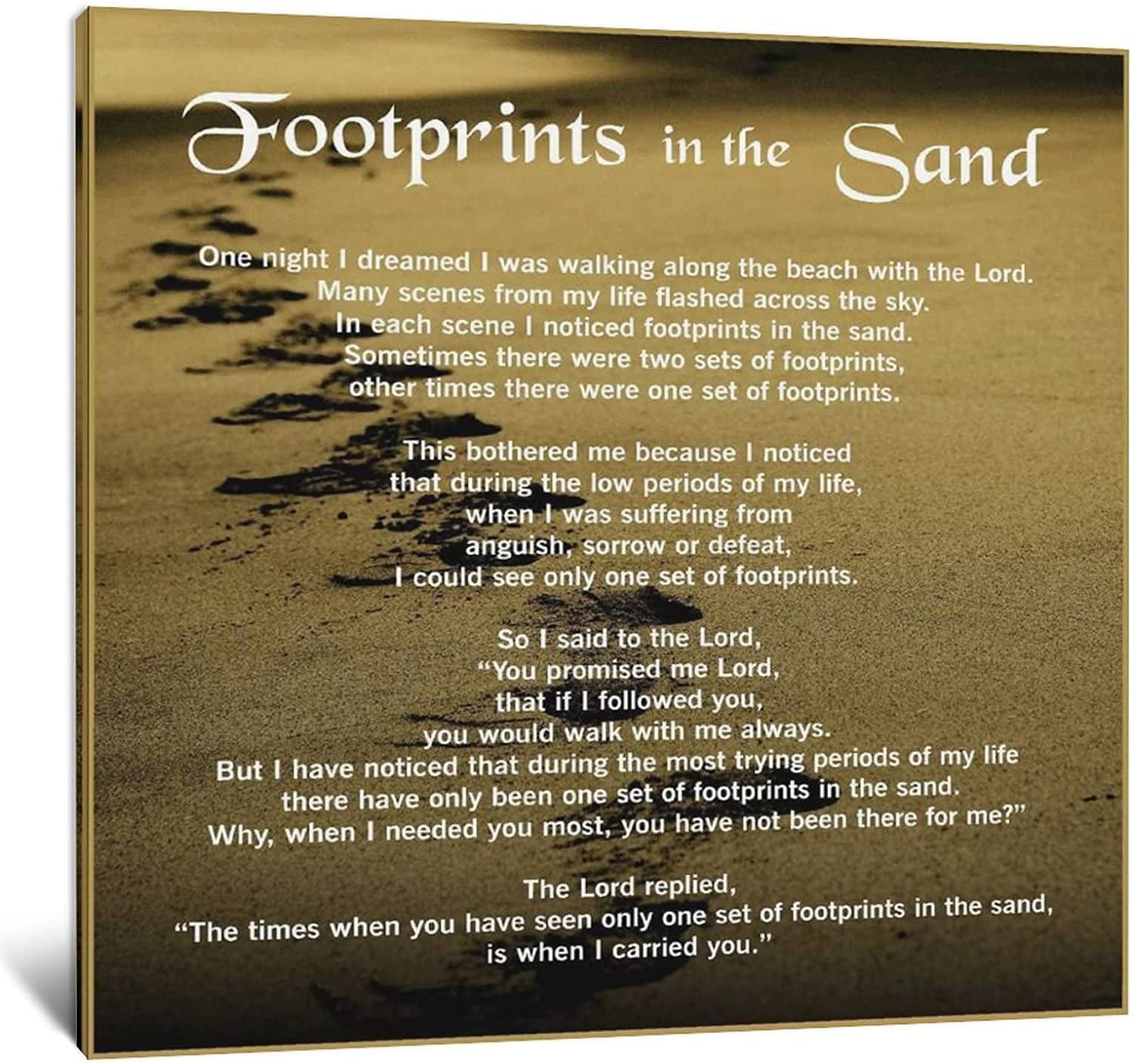 Footprints in The Sand Inspirational Poem Art Print Canvas Art Posters ...