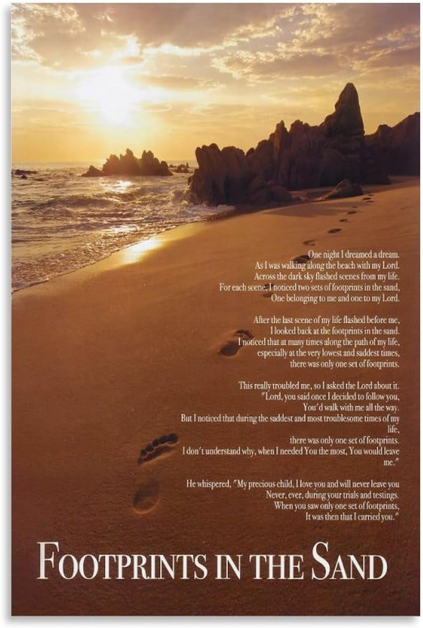 Footprints in The Sand Original Poem Poster Decorative Painting ...