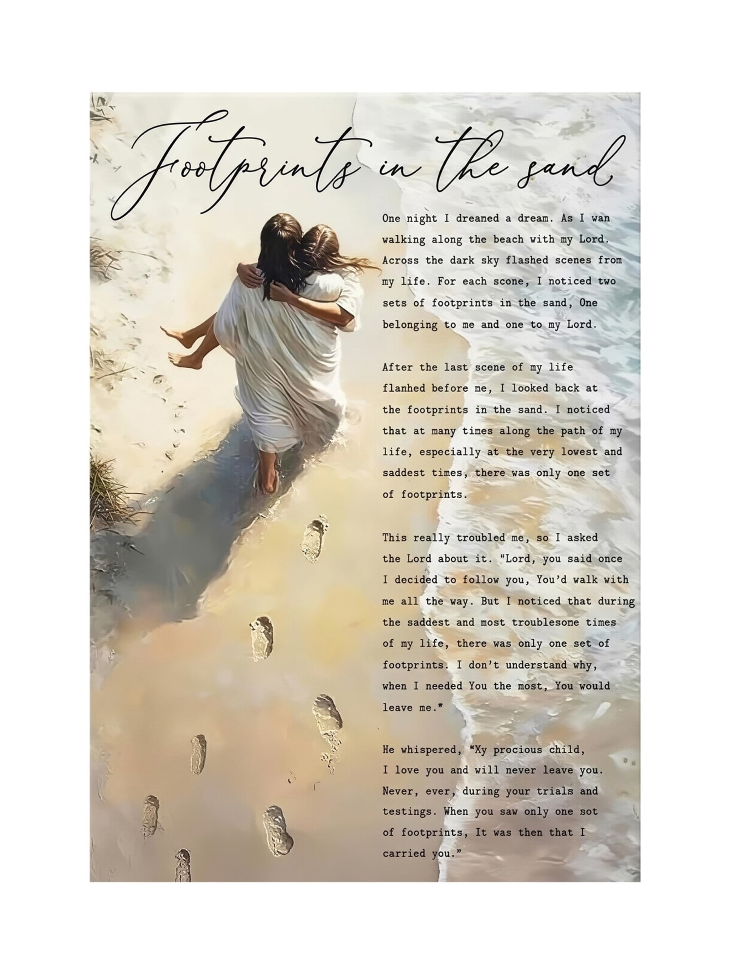 Footprints in the Sand Panels, Christian Inspirational Poem Art ...