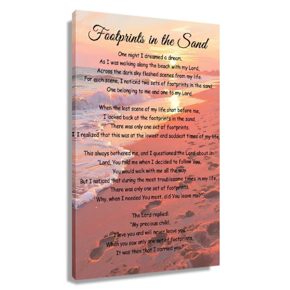 Footprints in the Sand Retro Wall Art, Canvas Painting for Living Room ...