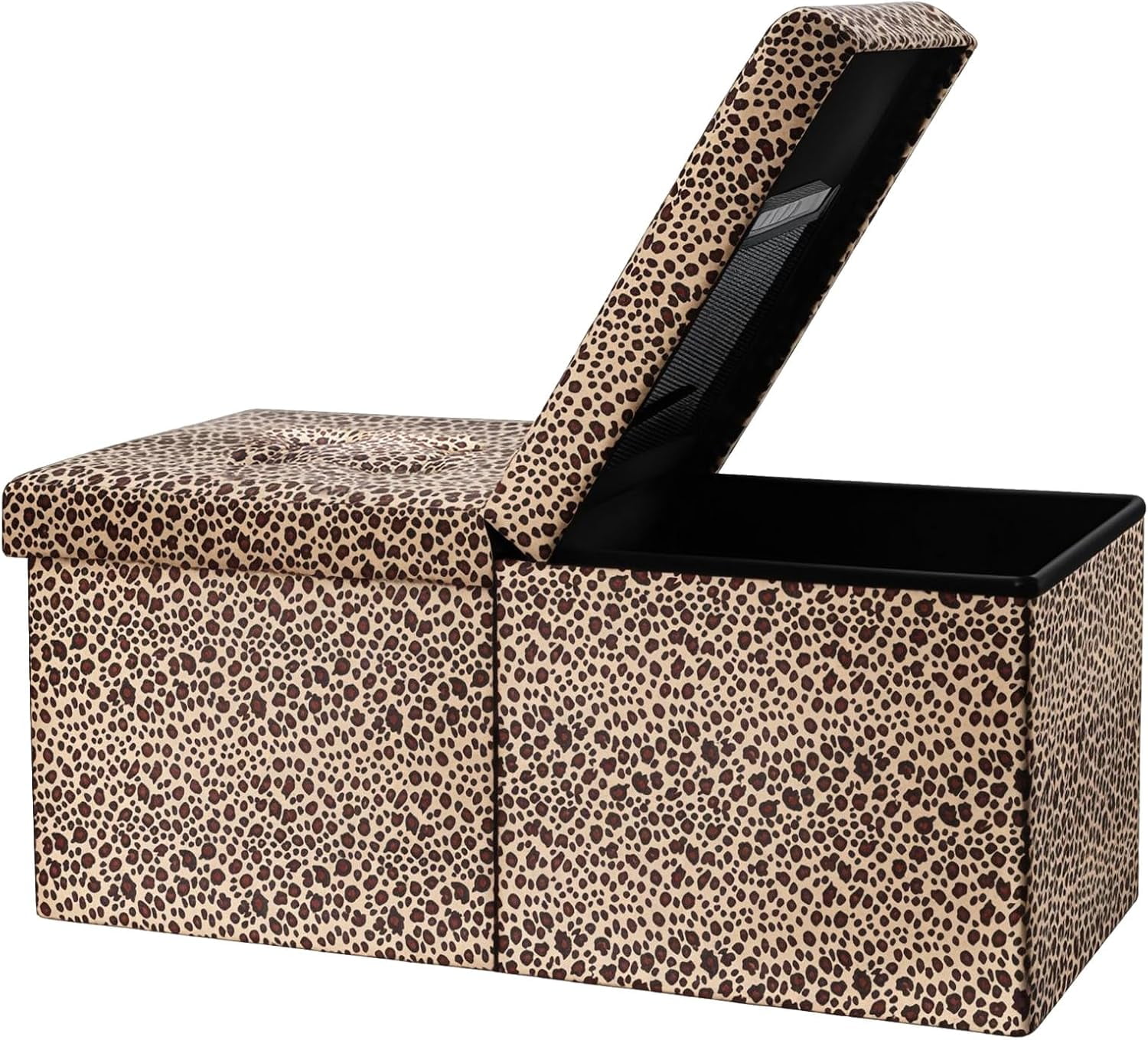 Footrest Ottoman Bench with Storage,34Inch Leopard Print Velvet ...
