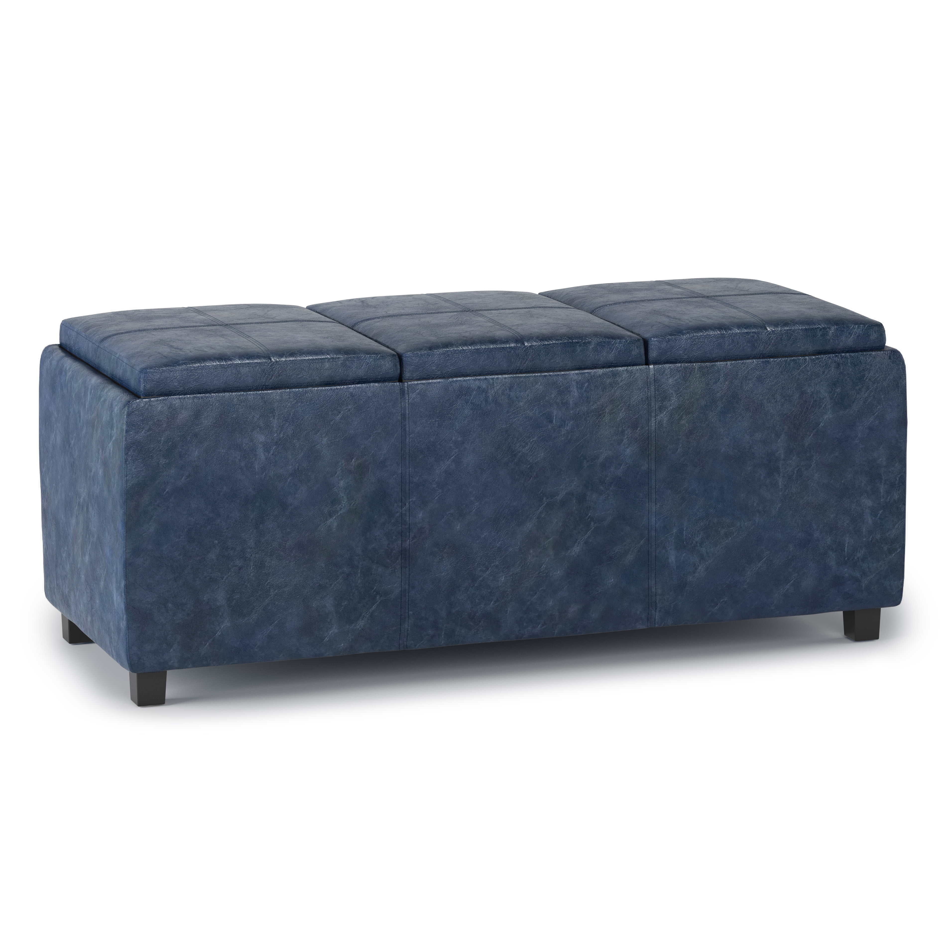 Footrest Ottomans, Avalon - Storage Ottoman - Denim Blue, Storage ...