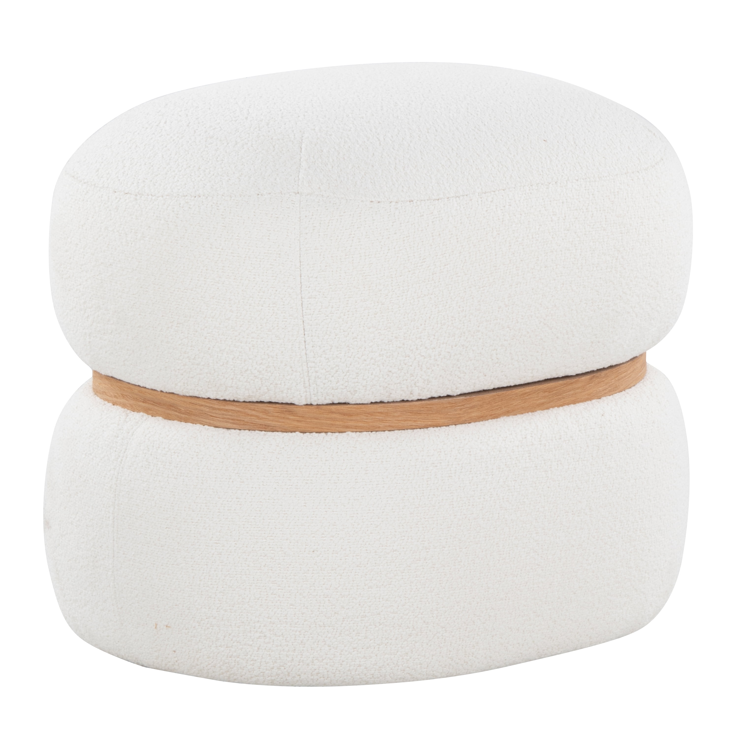 Footrest Ottomans Cinch Contemporary Pouf Ottoman in Cream Fabric and ...