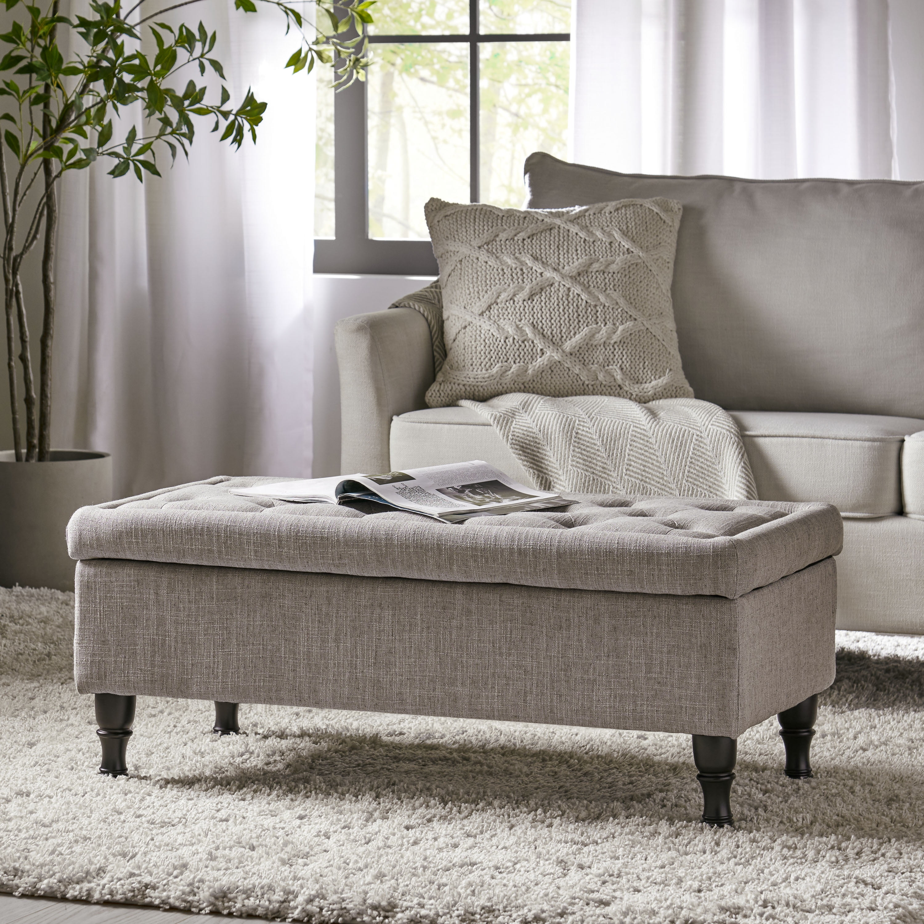Footrest Ottomans, HYATT STORAGE OTTOMAN, Grey Storage Ottomans,Fabric ...
