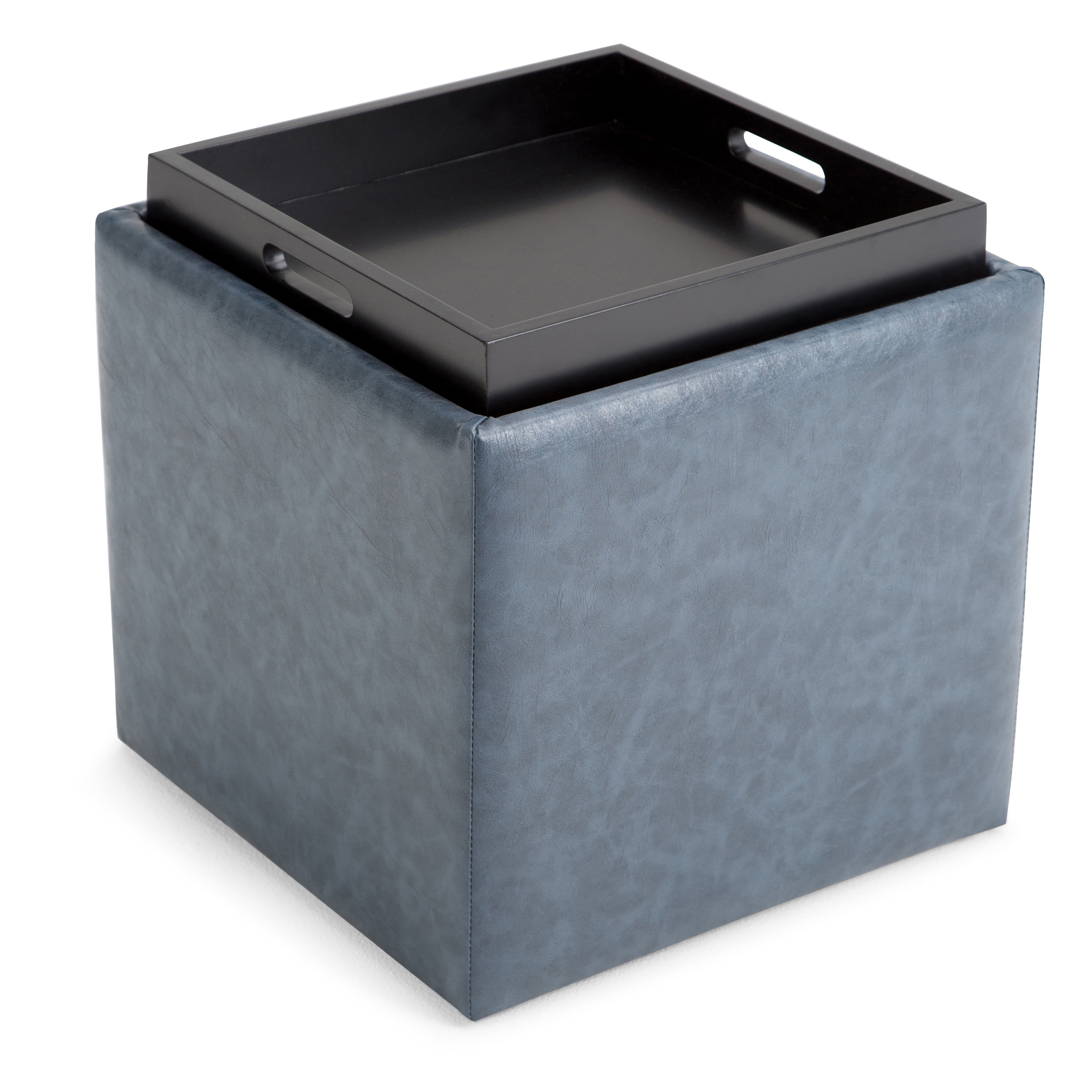 Footrest Ottomans Rockwood - Cube Storage Ottoman with Tray - Denim ...