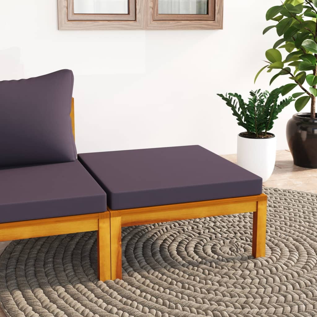 Footrest with Dark Gray Cushion Solid Acacia Wood - Walmart.com