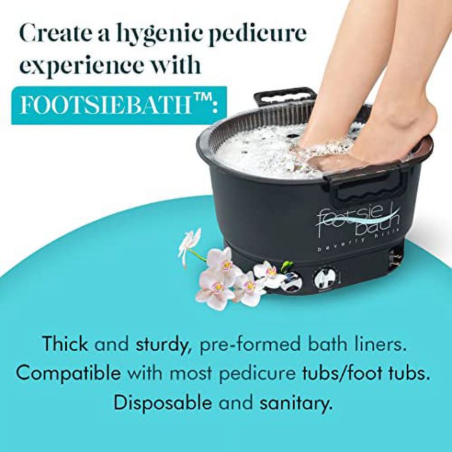 Footsie Bath Liners, Original Disposable Pedicure Spa Liners, 100 Count ...