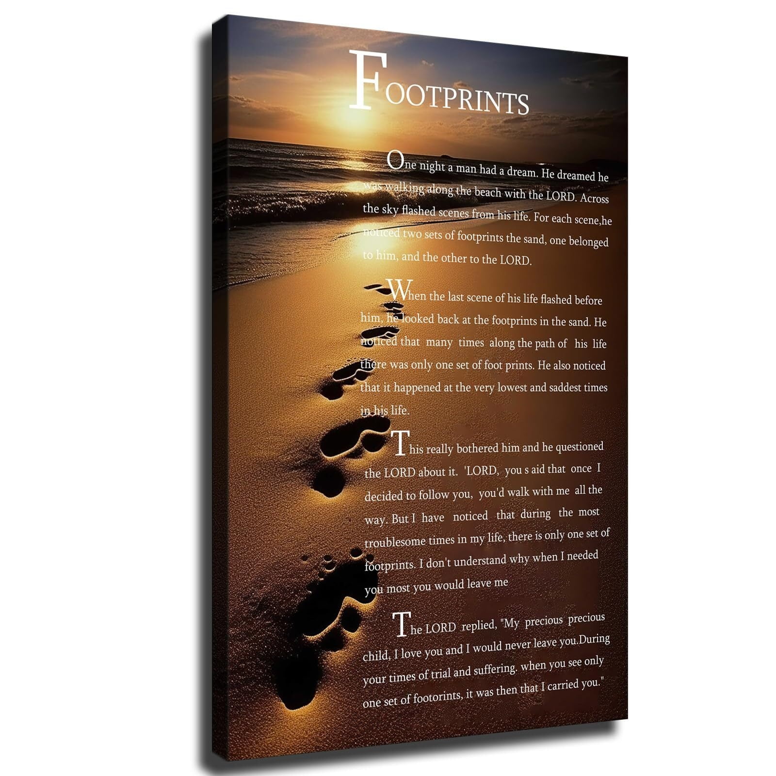 Footsteps in The Sand Poem Poster - Inspirational Quotes Posters Canvas ...