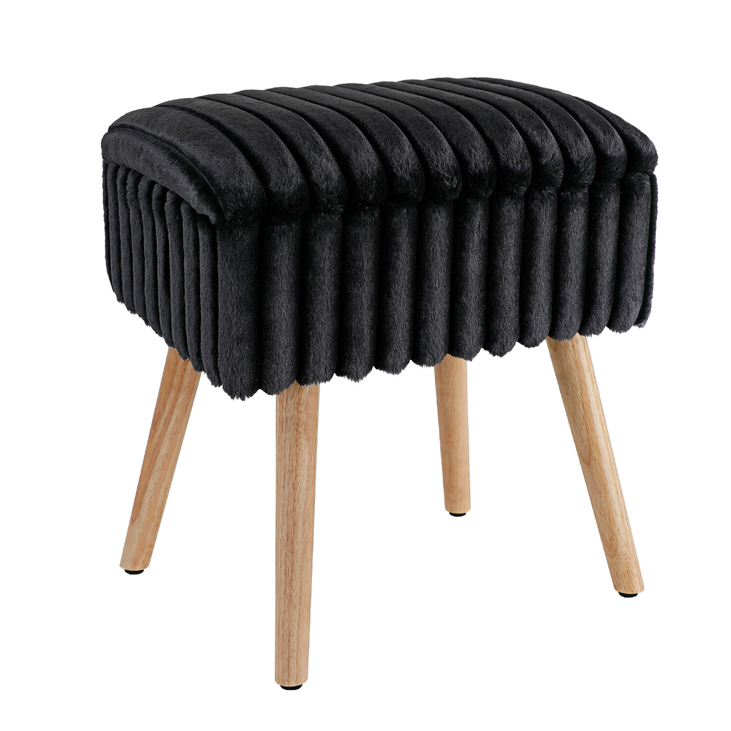 Footstool Ottoman with Storage Space Foot Rest Vanity Stool 4 Wood Legs ...
