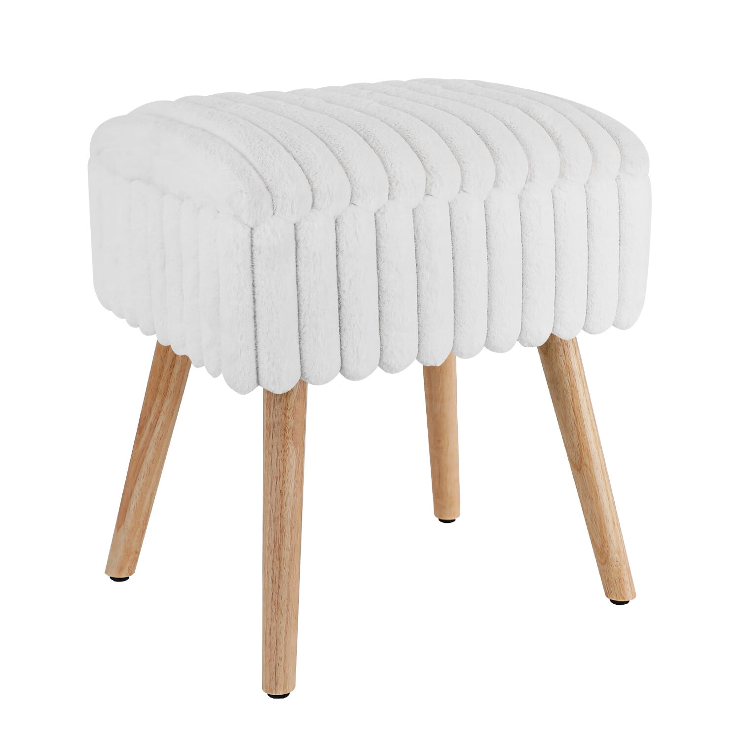 Footstool Ottoman with Storage Space Foot Rest Vanity Stool 4 Wood Legs ...
