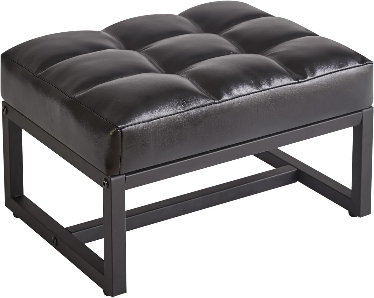 Footstool, Small Ottoman Footrest, Rectangle Ottoman with Stable Metal ...