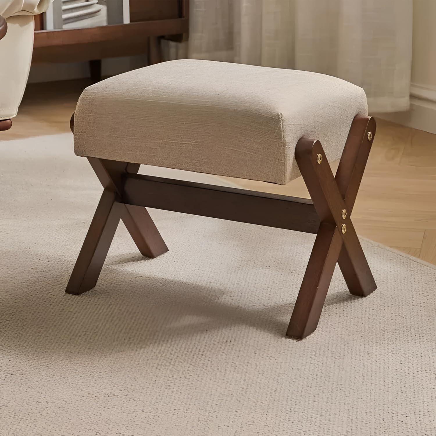 Footstool, small wooden footstool for sofa, under desk, shoe changing ...