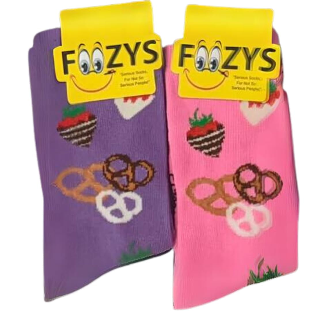 Foozys Men's Novelty Socks Chocolate Covered Strawberries & Pretzels ...