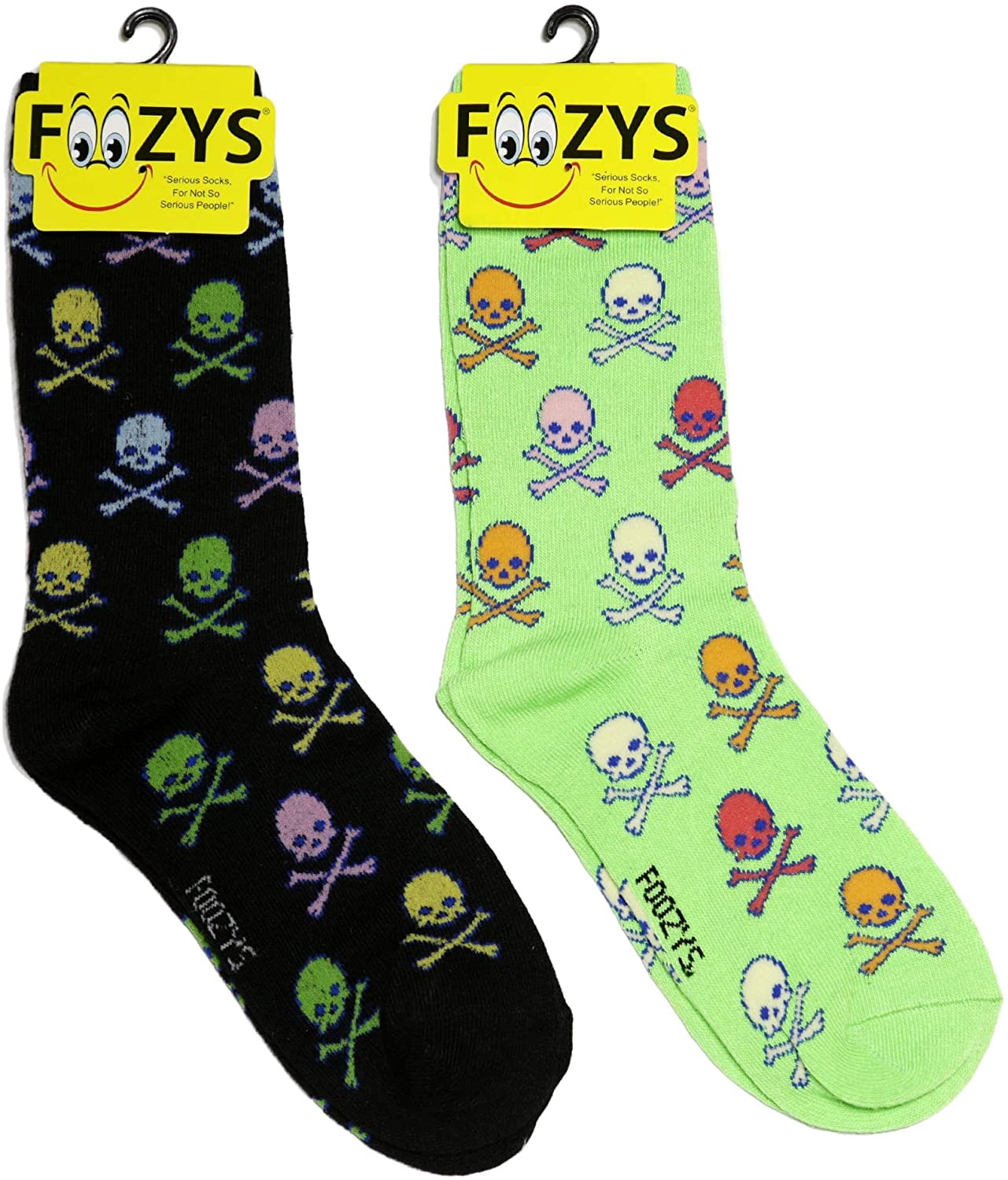 Foozys Small/Medium Novelty Crew Socks | Colorful Skulls & Crossbones ...