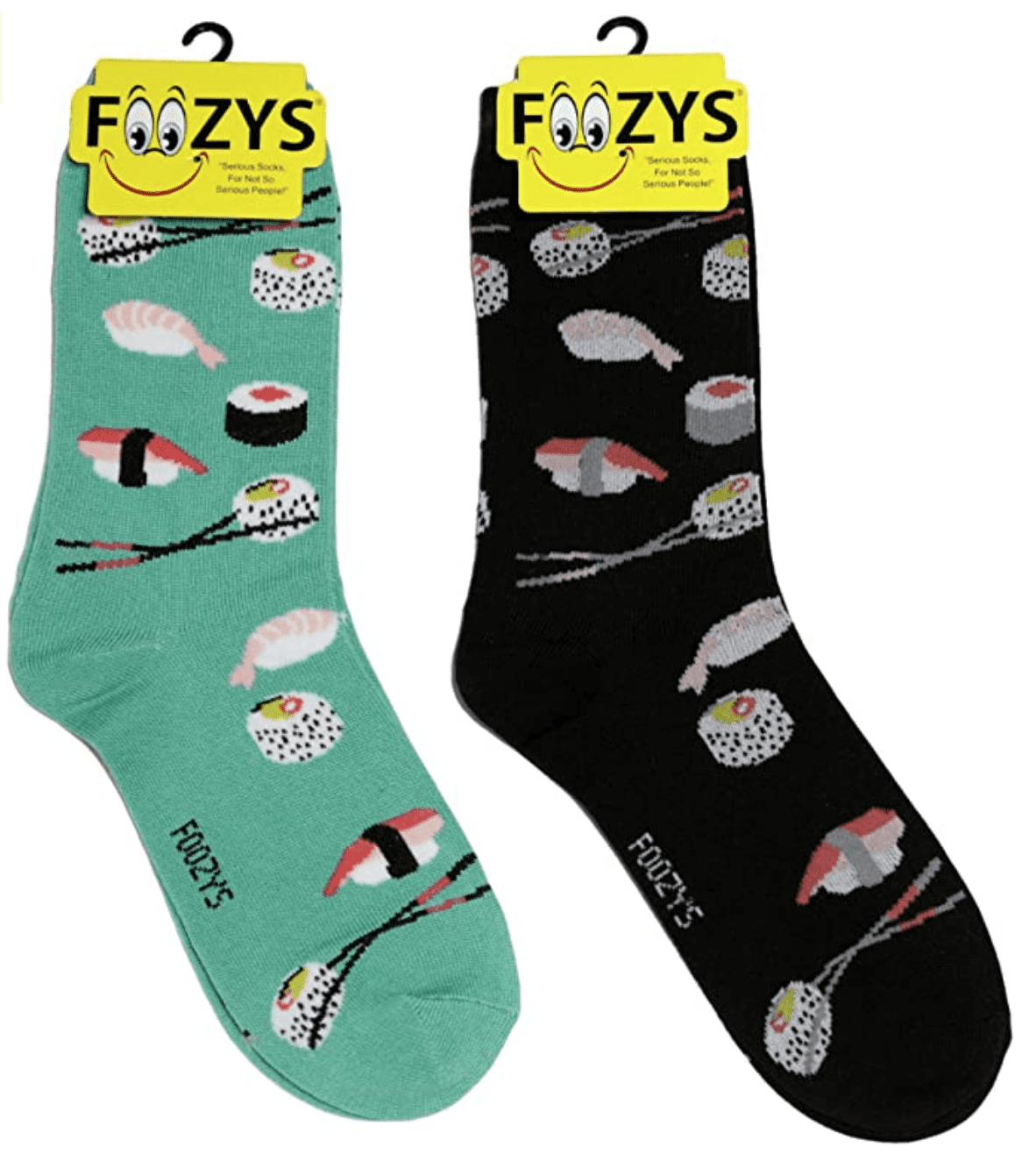 Foozys Small/Medium Novelty Crew Socks | Sushi & Chopsticks Cute, Fun ...