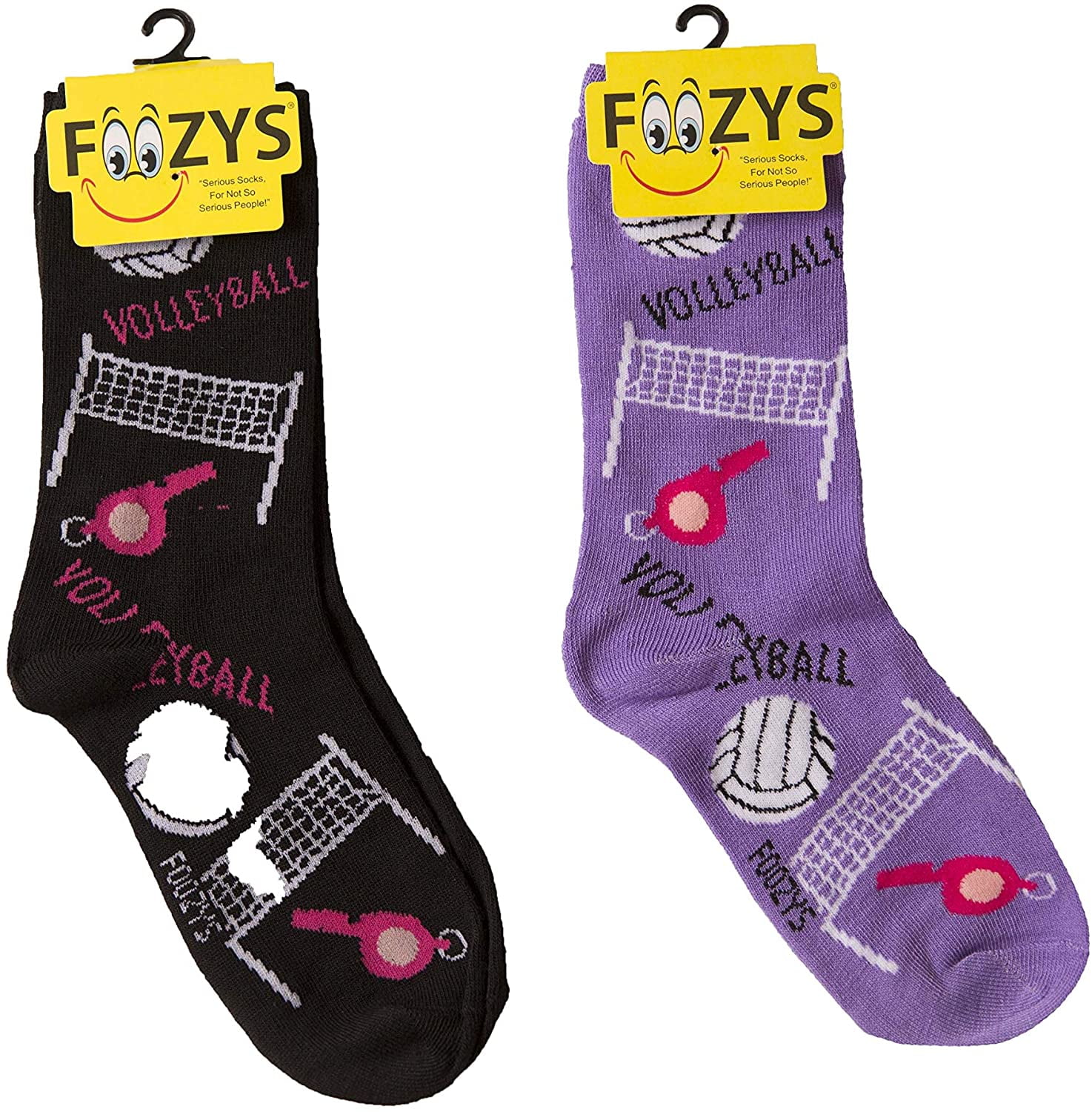 Foozys Women Crew Socks | Volleyball Fun Sports Novelty Socks | 2 Pair ...