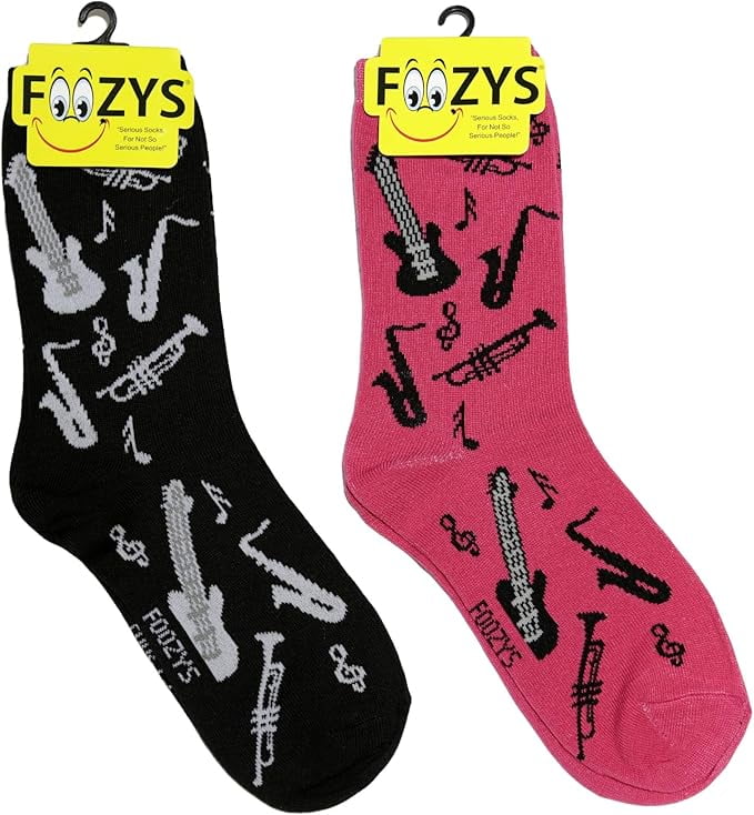 Foozys Women’s Crew Socks | Fun Instruments Musical Notes Socks | 2 ...