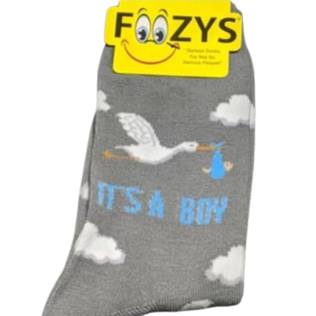 Foozys Womens' Crew Socks Stork with Baby - It's A Boy, It's A Girl ...
