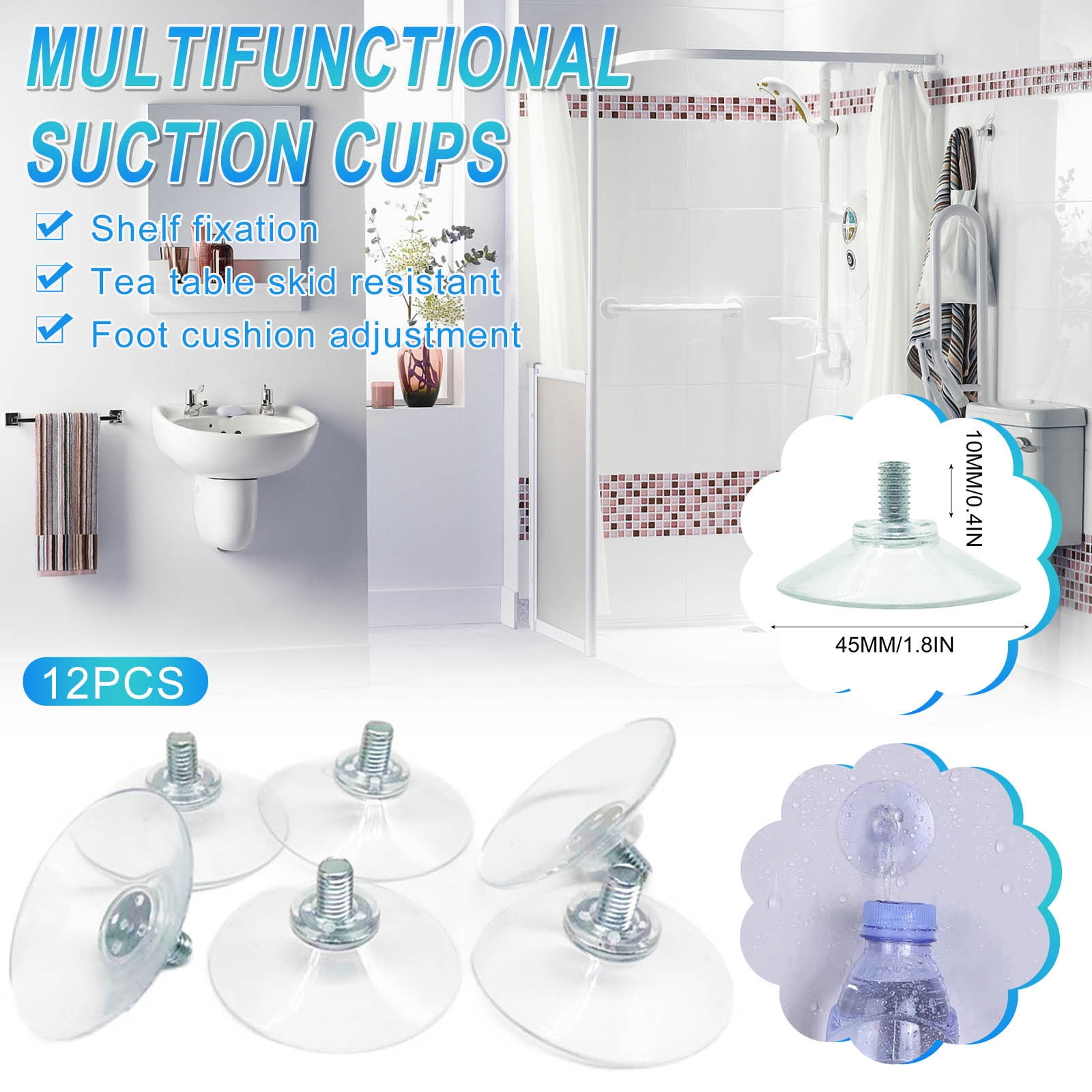 Foqnuq 12PCS Suction Cups with Screw Thread, PVC Material, for Mirrors ...