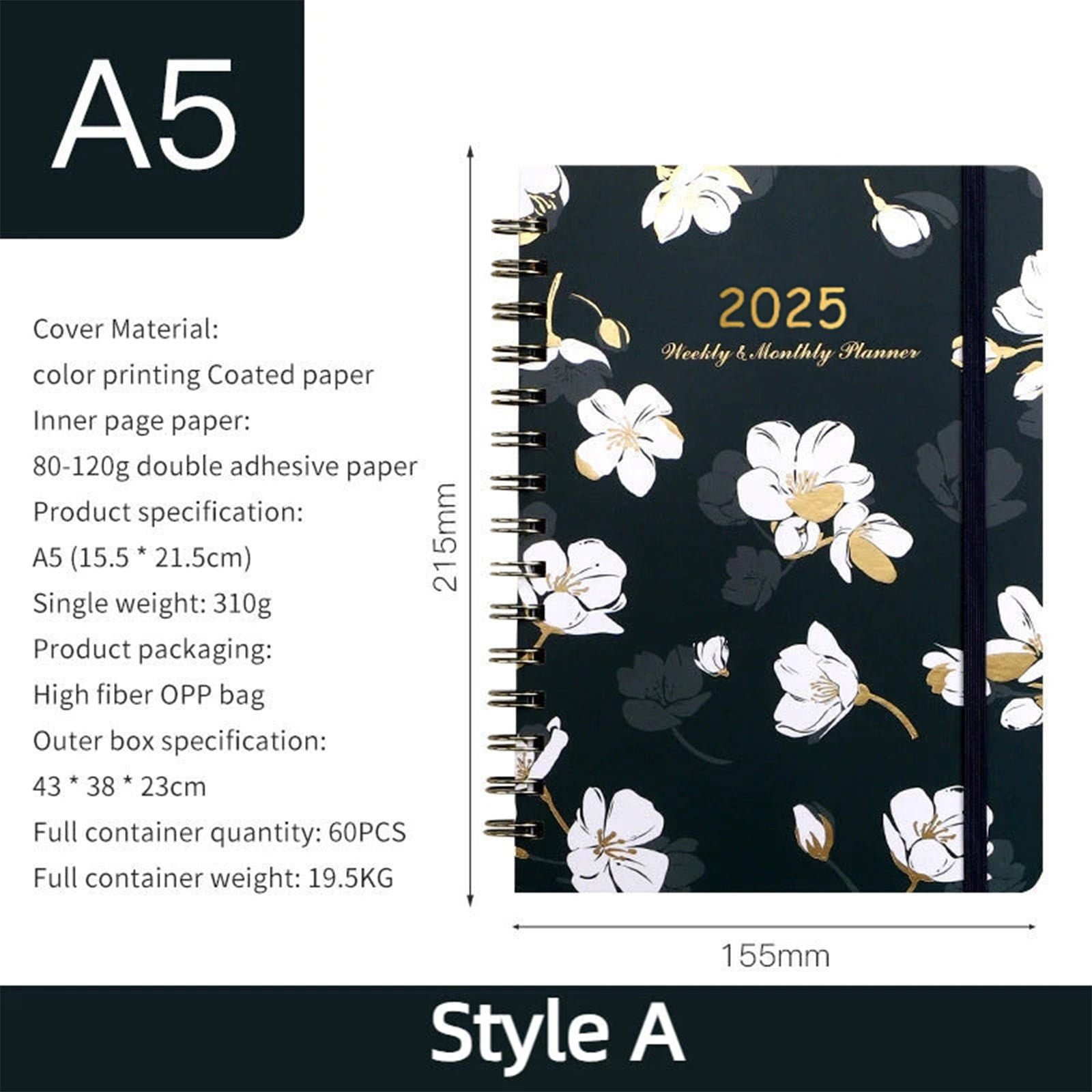 Foqnuq 2025 Personalized Weekly and Monthly Planner - Flower Design ...