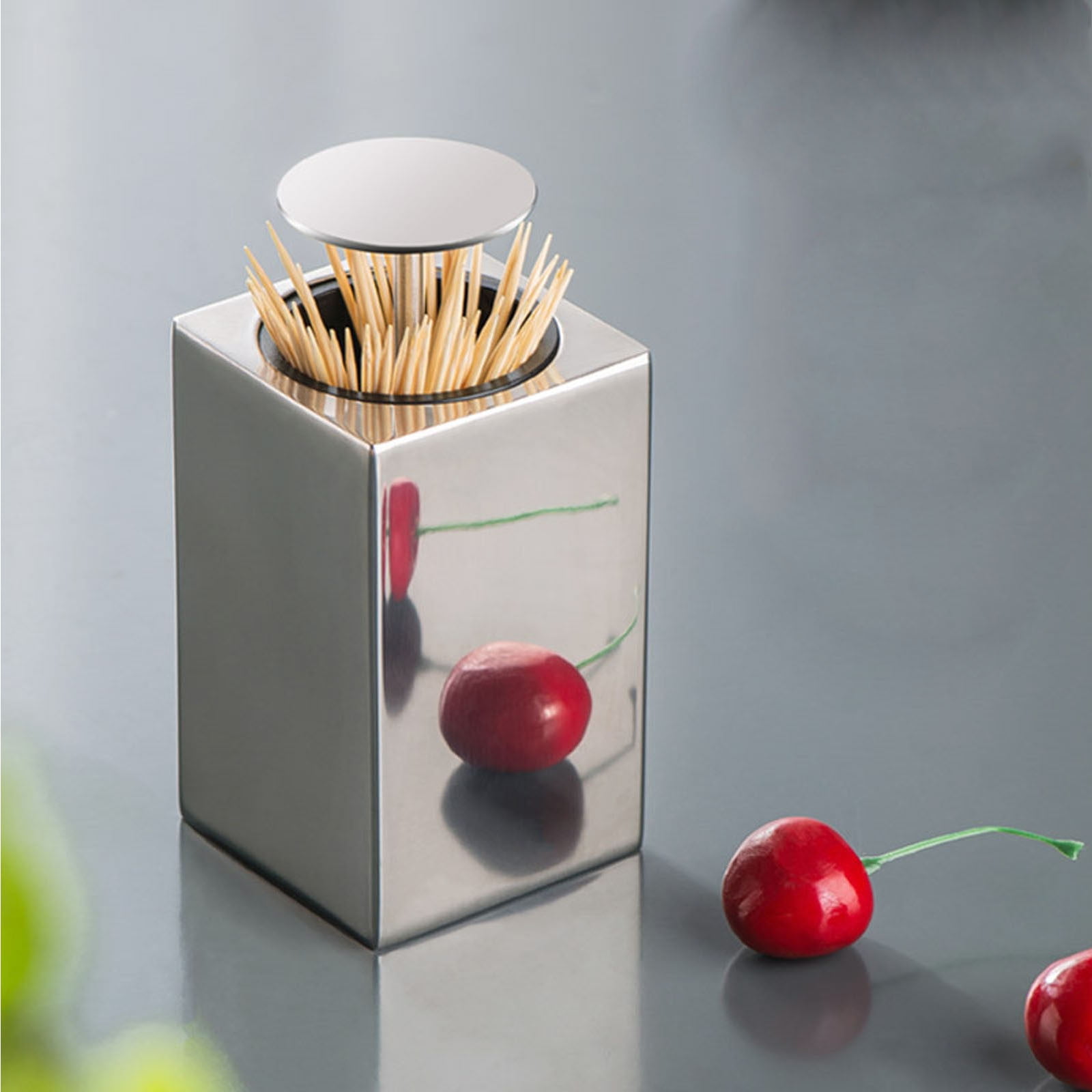 Foqnuq 304 Stainless Steel Press Type Toothpick Cylinder, Portable ...