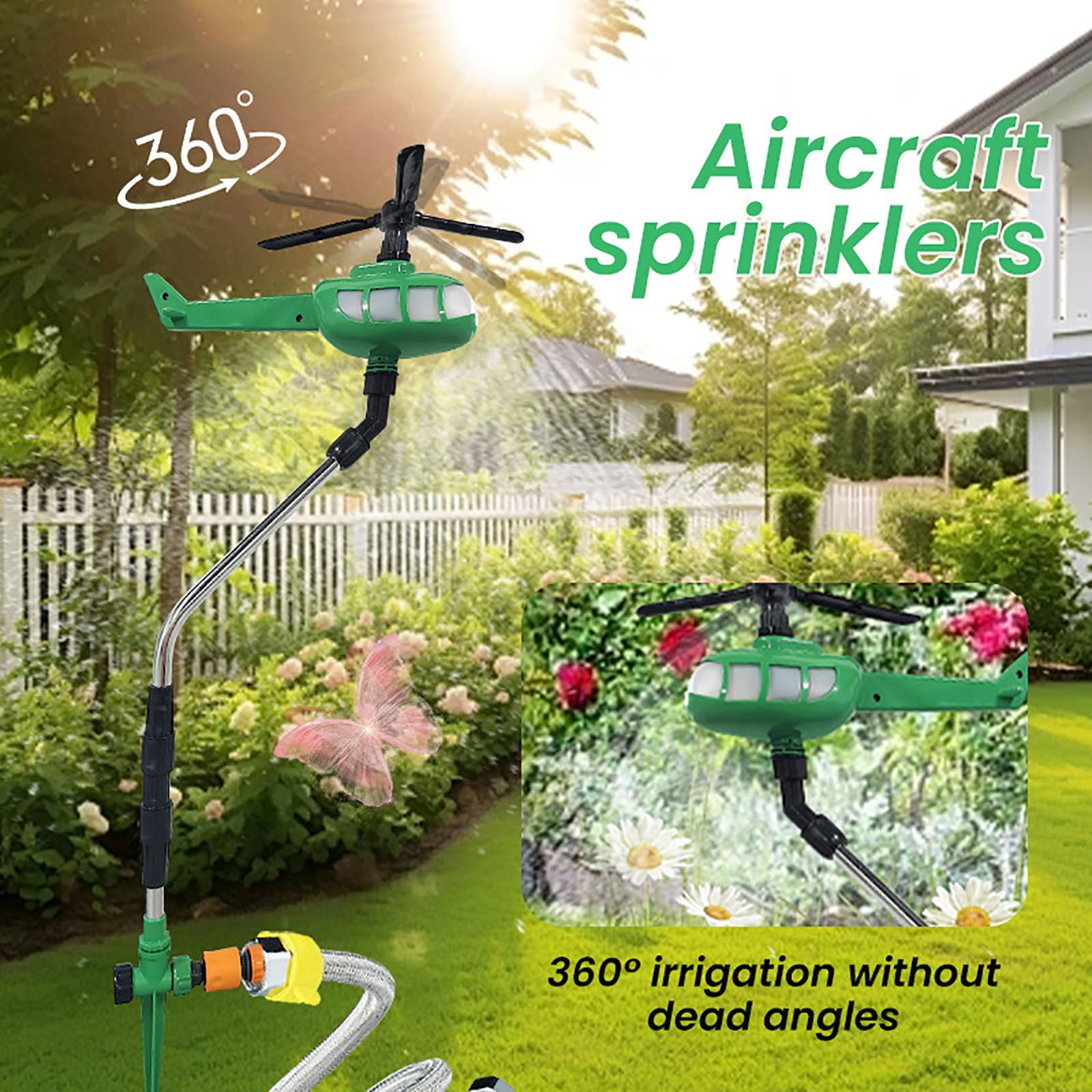 Foqnuq Aircraft Rotating Shower Garden Irrigation Sprinkler - Automatic ...