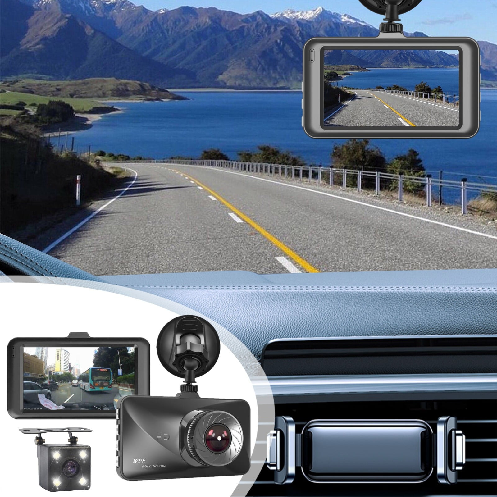 Foqnuq Car Recorder HD 1080P Night Vision, Hidden Parking Monitor, Dual ...