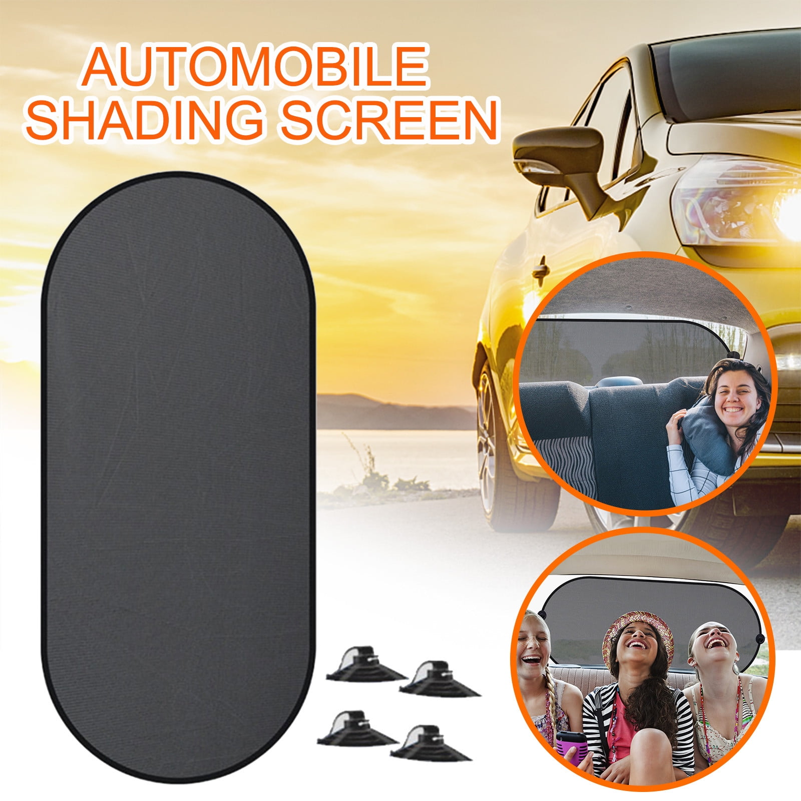 Foqnuq Car Window Mesh Sun Shade with 4 Suction Cups, Rear Window UV ...