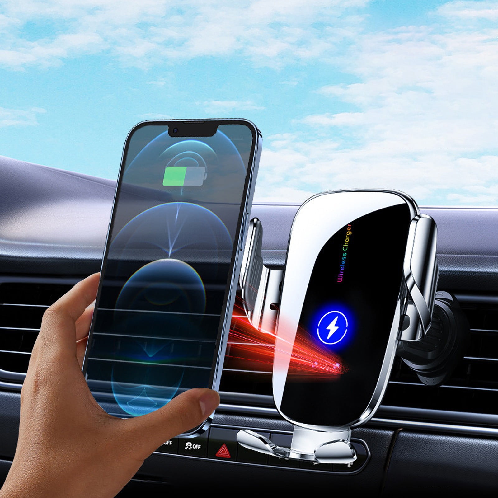 Foqnuq Car Wireless Charger 10W Fast Charging, Intelligent Induction ...
