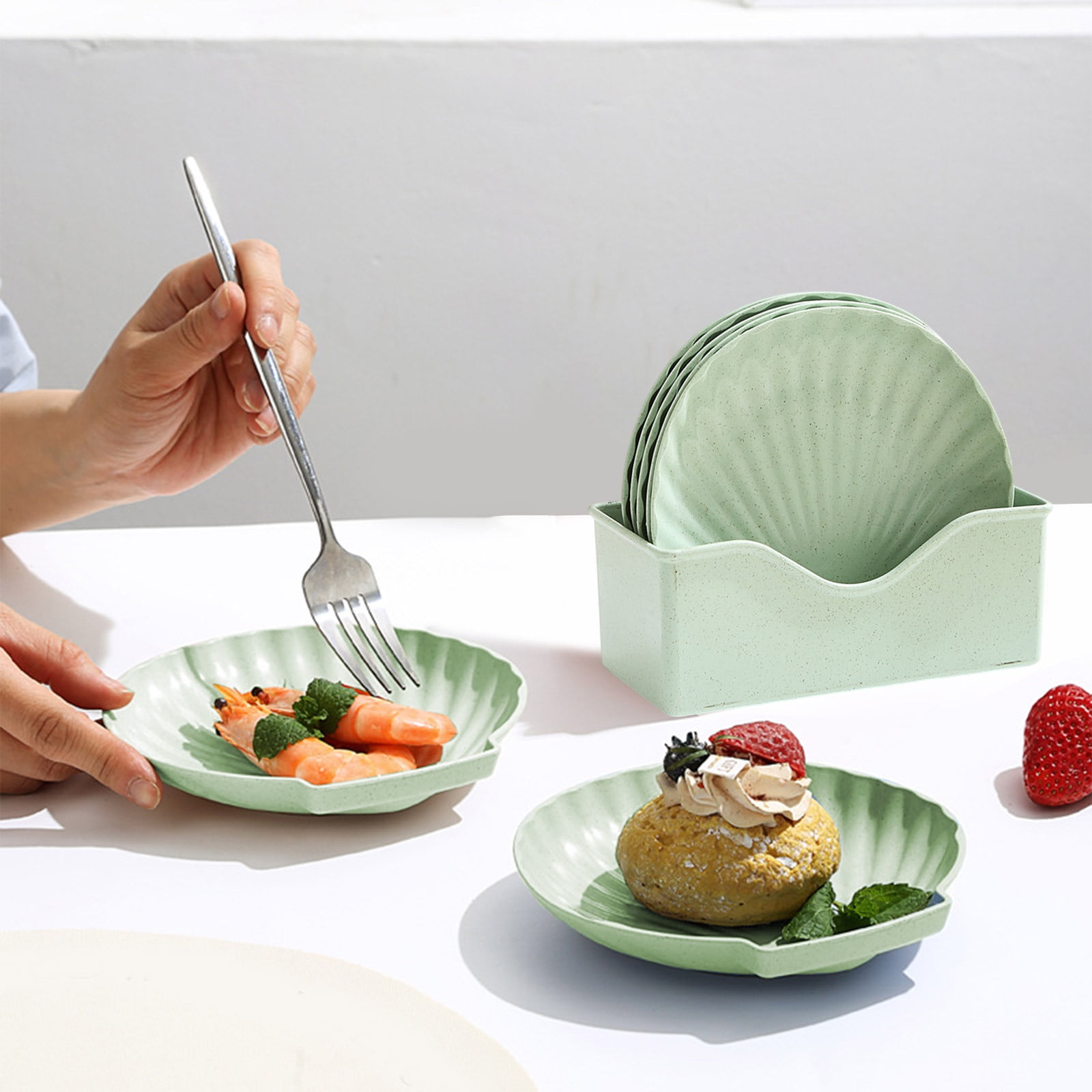 Foqnuq Creatives Shells Small Plates Set - Desktop Spit Bones Tray with ...