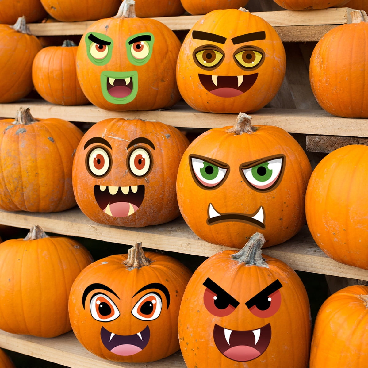 Foqnuq Halloween Fun Stickers - Cute Pumpkin Face Decorations for ...