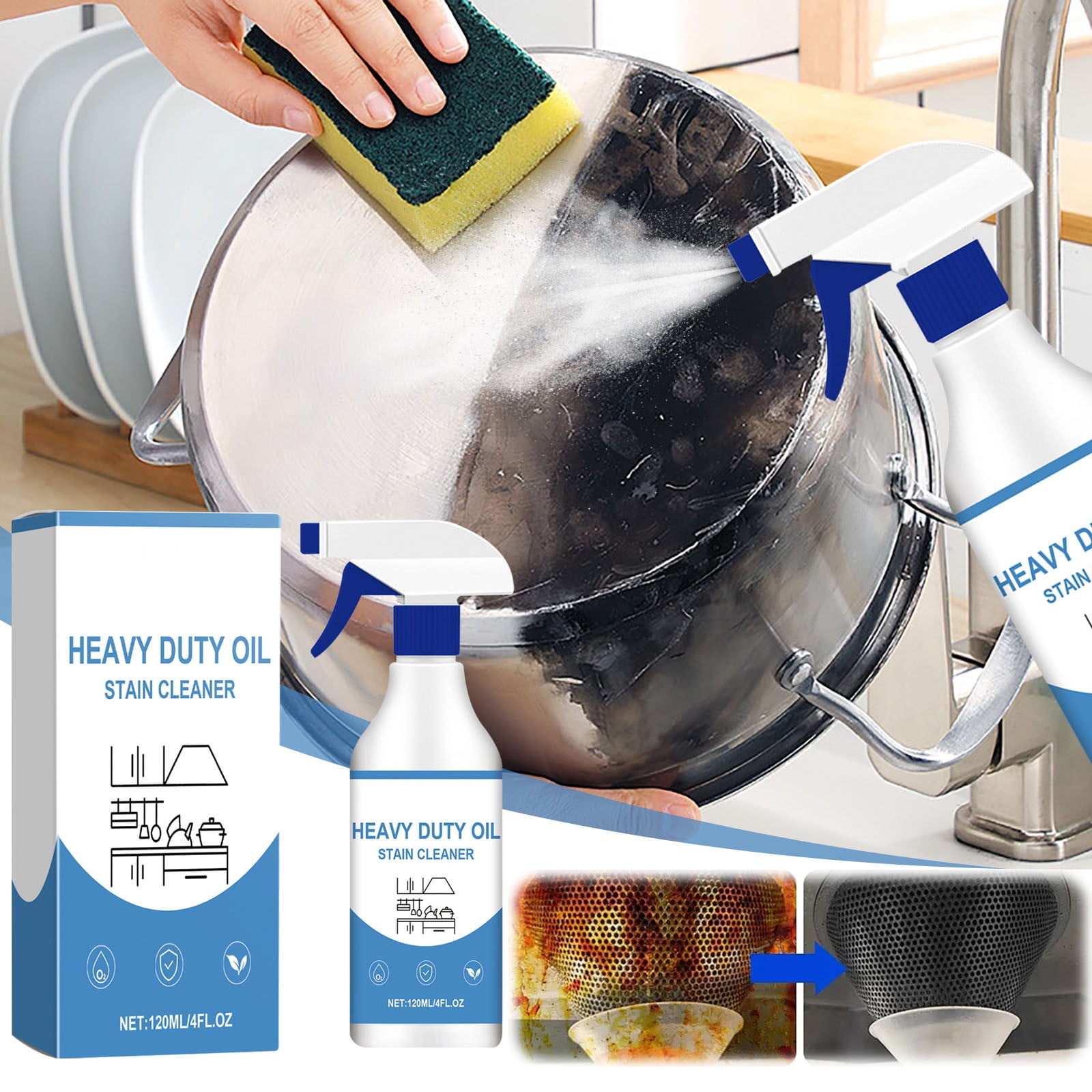 Foqnuq Heavy Duty Grease Cleaner for Kitchen Appliances, Multi-Effect ...