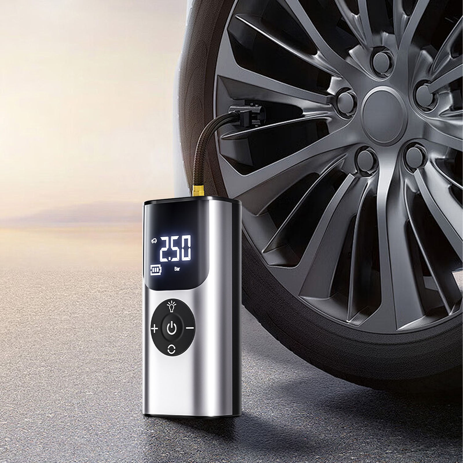 Foqnuq Portable Wireless Car Tire Inflator Pump, Digital LCD, 12V DC ...