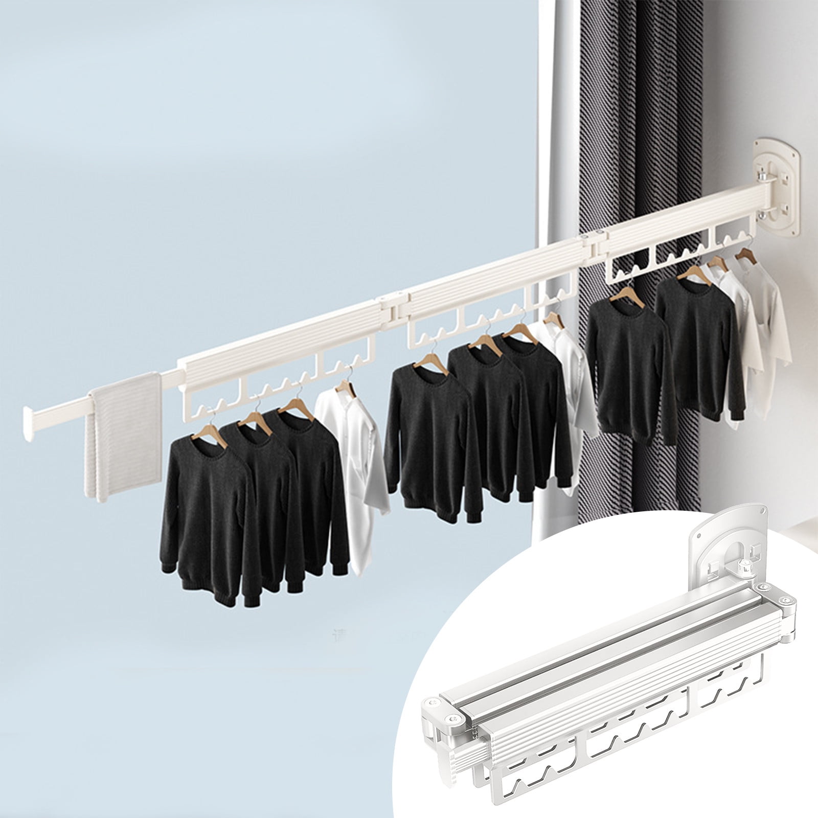 Foqnuq Retractable Drying Rack - Folding, Space-Saving, Aluminum, Multi ...
