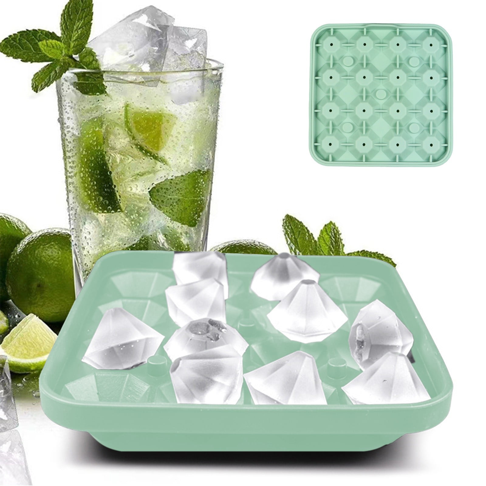 Foqnuq Silicone Ice Cube Molds 16-Hole Diamond Shape Food Grade Ice ...