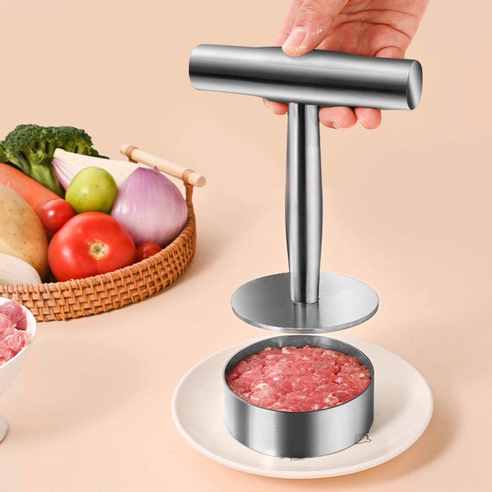 Foqnuq Stainless Steel Manual Meat Press Burger Patty And Rice Press