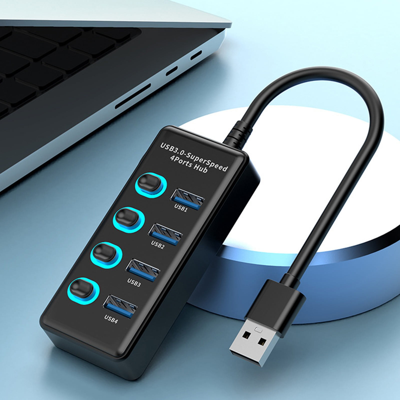 Foqnuq USB 3.0 Hub Docking Station, 4-Port Independent Button Charging ...