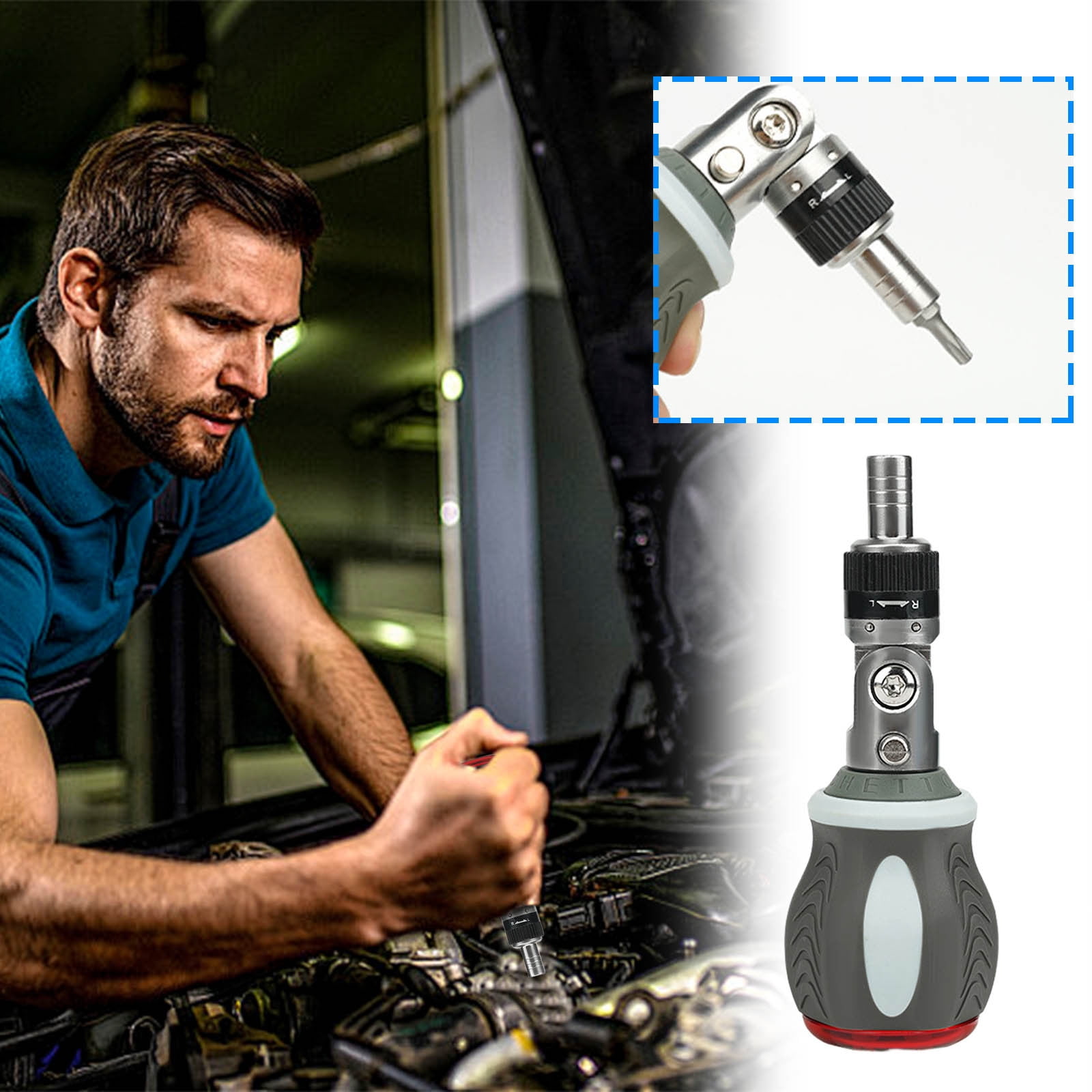 Foqnuq Versatile Magnetic Ratcheting Screwdriver Kit, 8-in-1 Multi ...