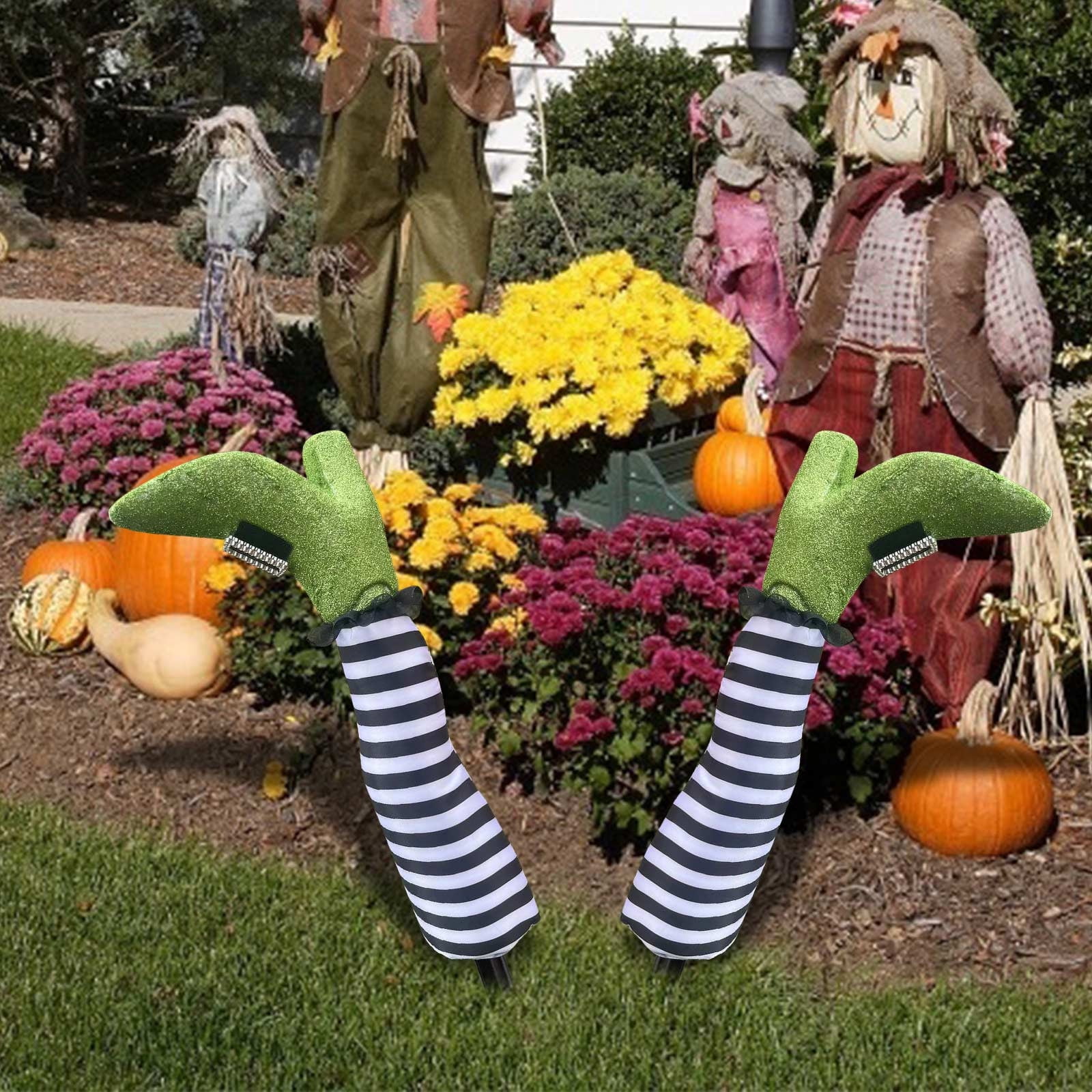 Foqnuq Witch Leg Halloween Garden Decor | Spooky Outdoor Ornament ...