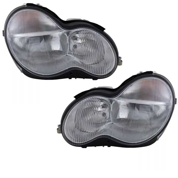 For 01-04 Benz C-Class Halogen Headlight Headlamp Head Light with Bulb ...
