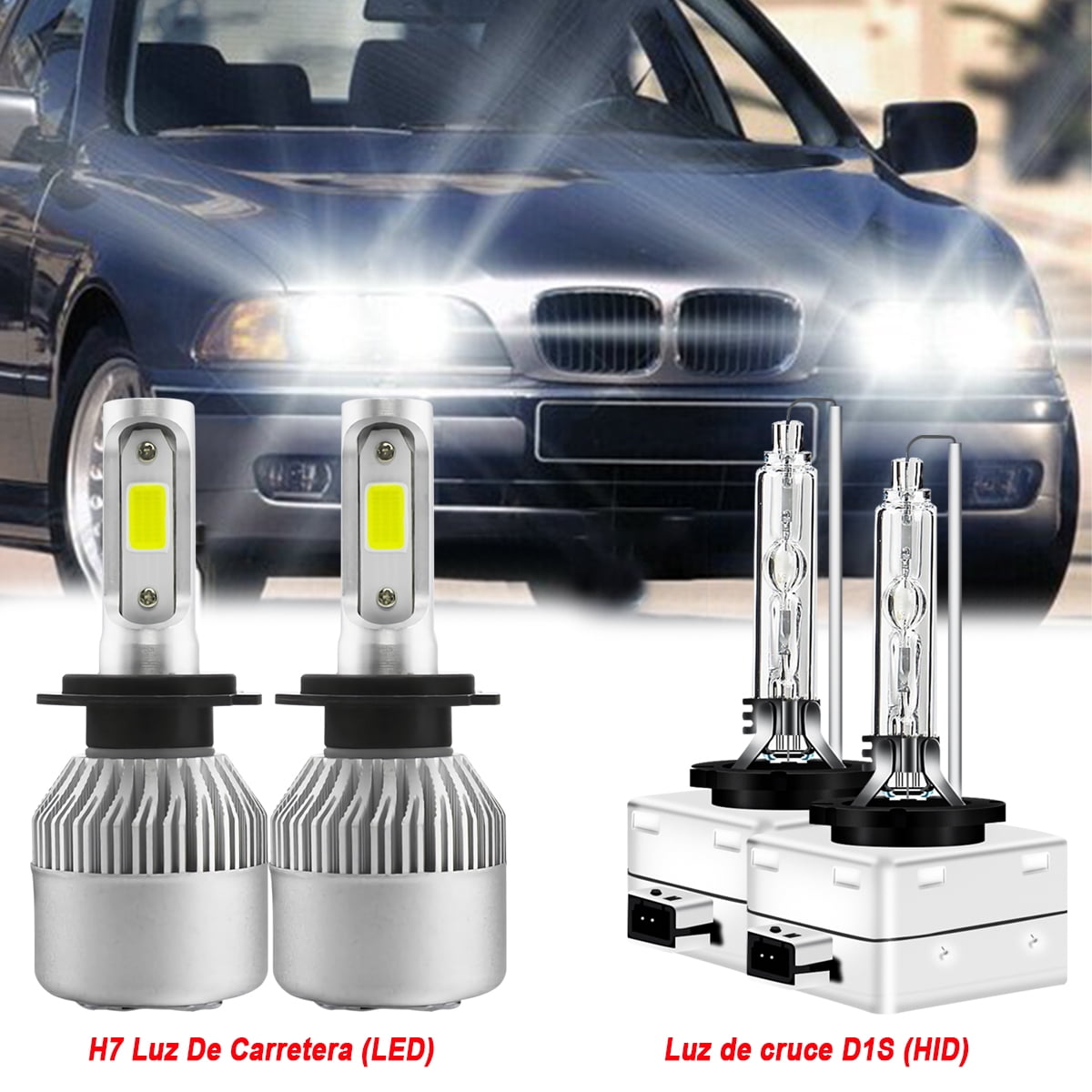 For 08-10 BMW X3 06-08 750Li H7 LED High Beam and D1S Xenon HID Low ...