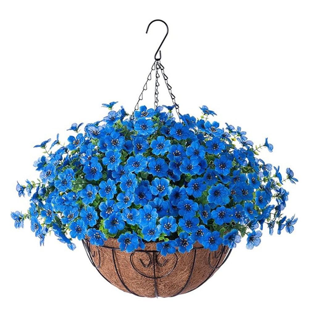For 10 Inch DIY Chain Hanging Basket with Artificial Violet Flowers for ...