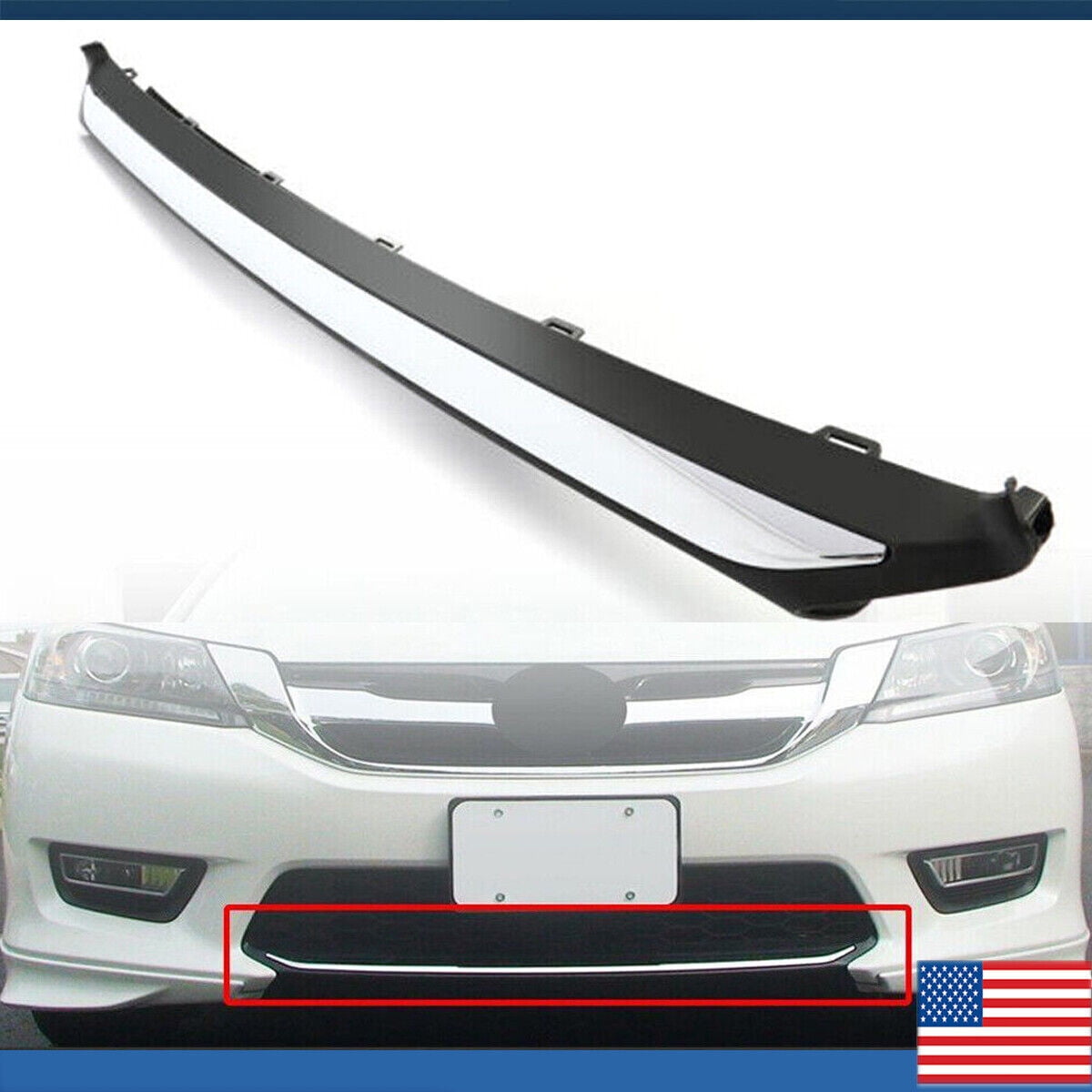 For 13-2015 Honda Accord Sedan Front Bumper Lower Valance Molding Trim ...