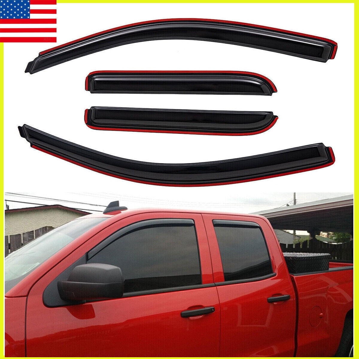 For 14-18 Silverado 1500 Extended Cab In-Channel Window Visors Vent ...