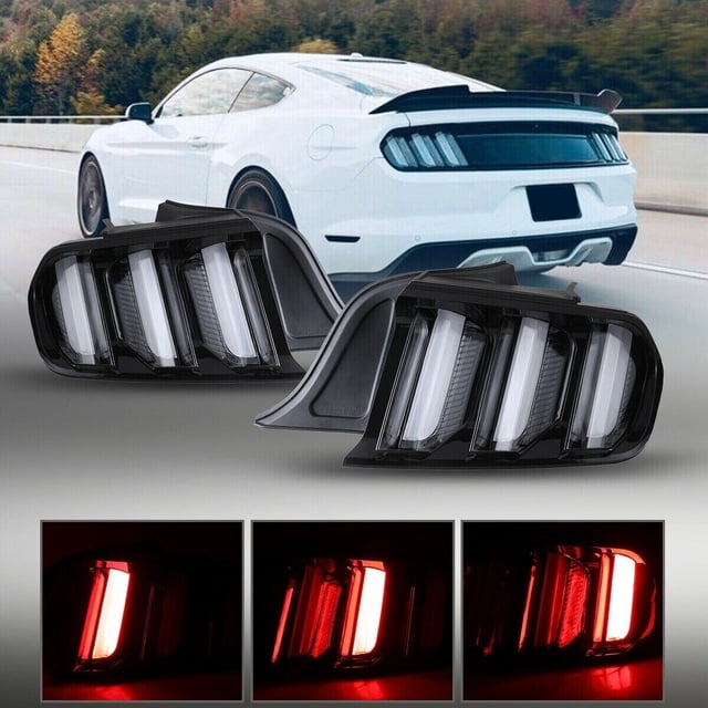 Ford Mustang 15-22 LED Sequential Turn Signal Tail Lights, Black Euro ...