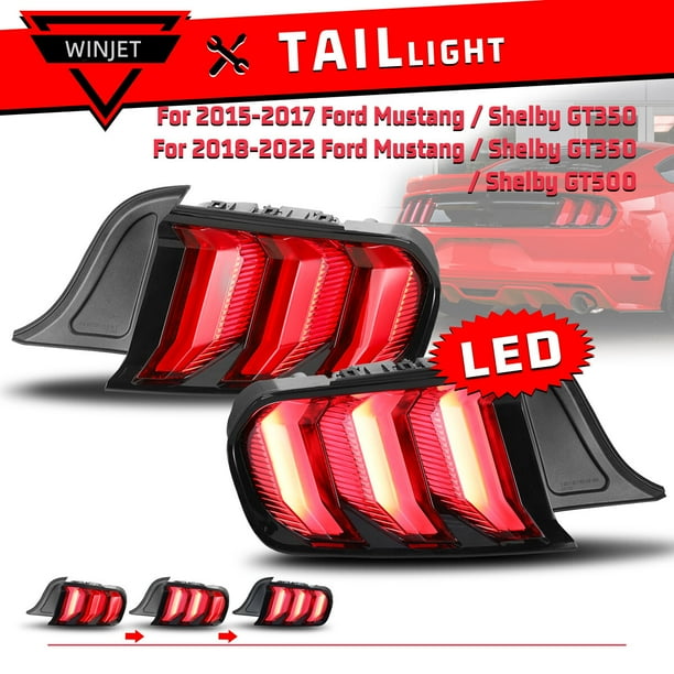 For 15-22 Ford Mustang LED Tail Lights Sequential Turn Signals Clear ...